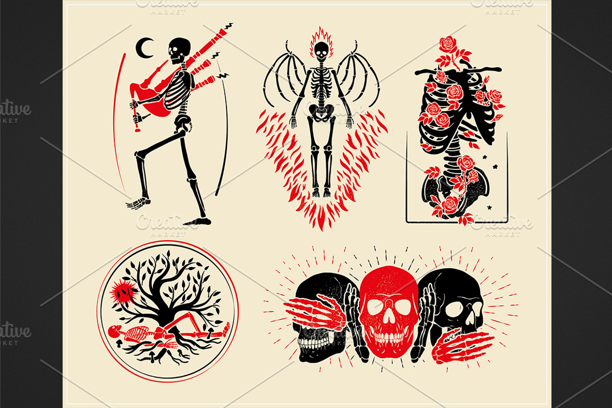 Skeletons` Logos Collection#3, a Decorative Illustration by Moloko88