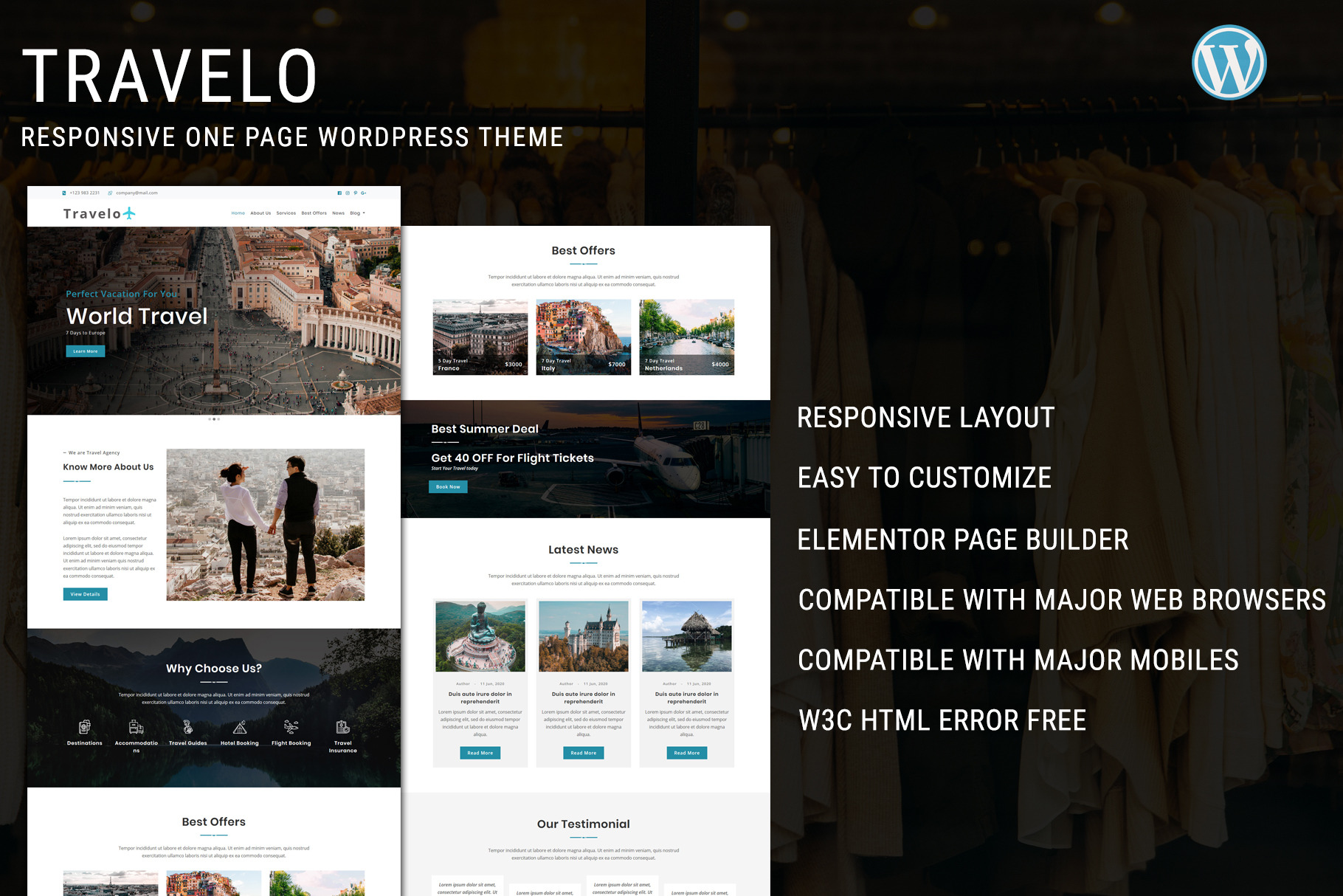 Travelo - One Page WordPress Theme, a WordPress Template by Pennyblack ...