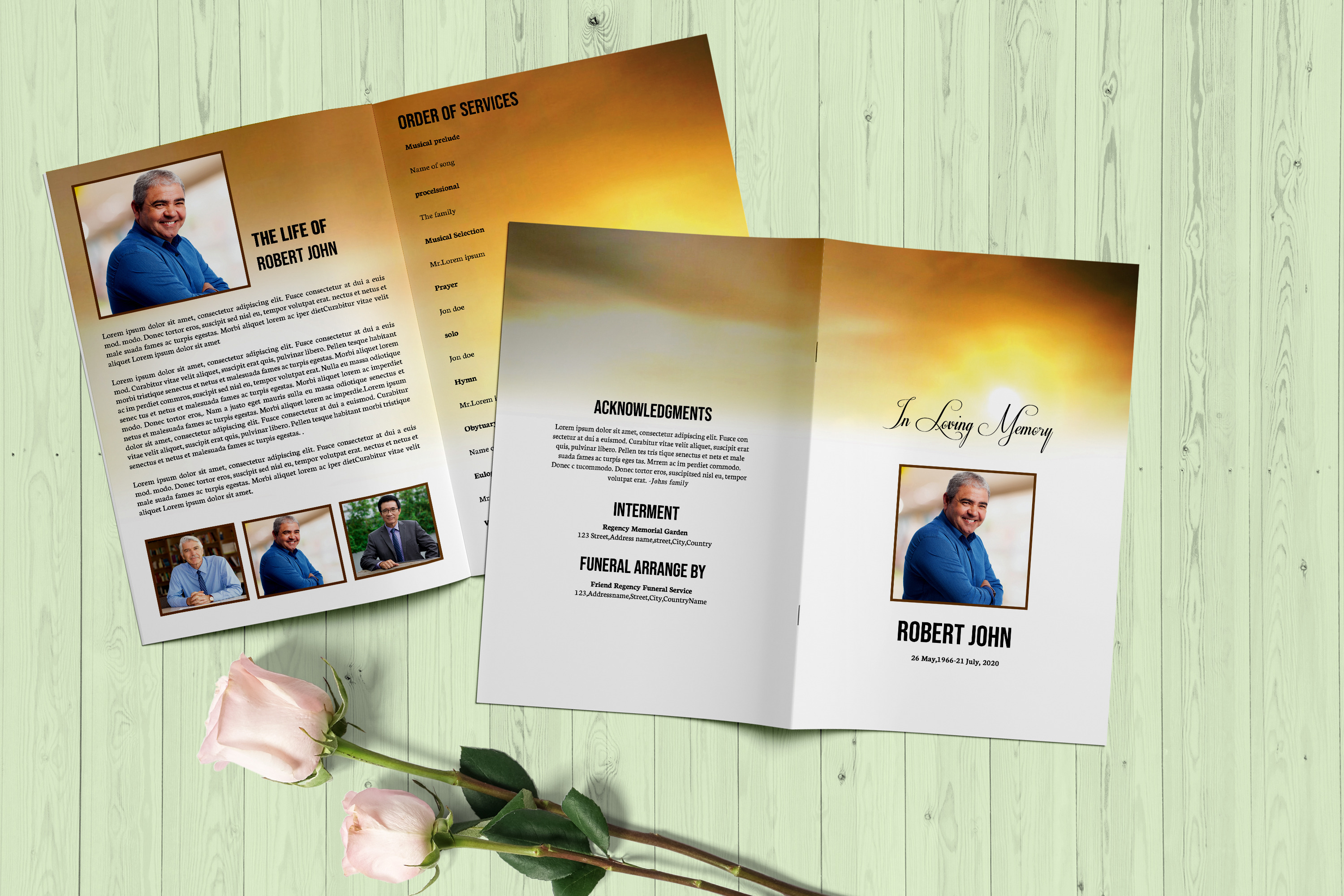 Sunset Funeral Program Template, a Brochure Template by Template Shop