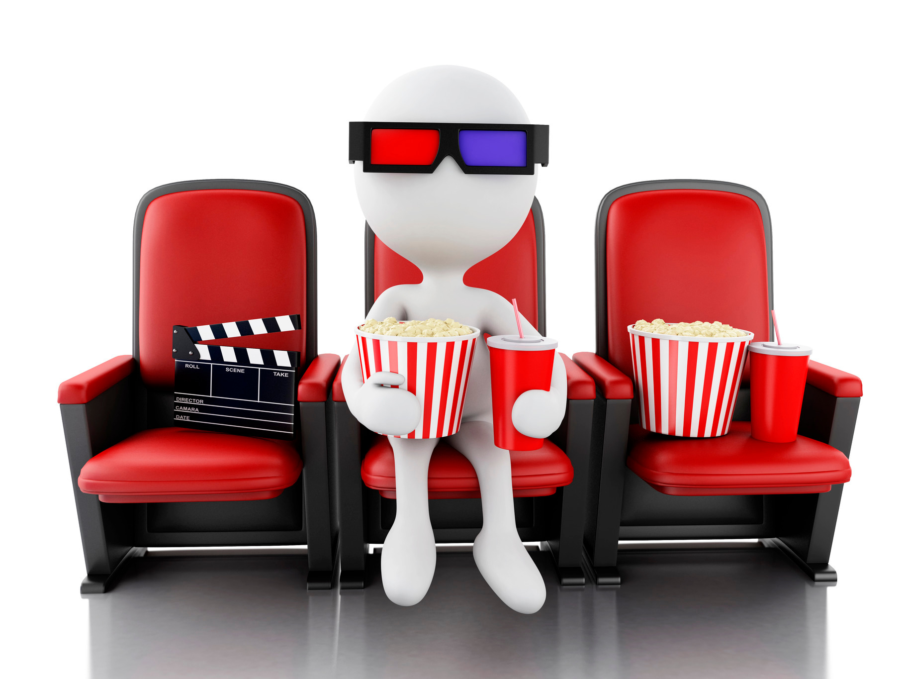 3d white people with clapper board,, a Photo by Mego-studio