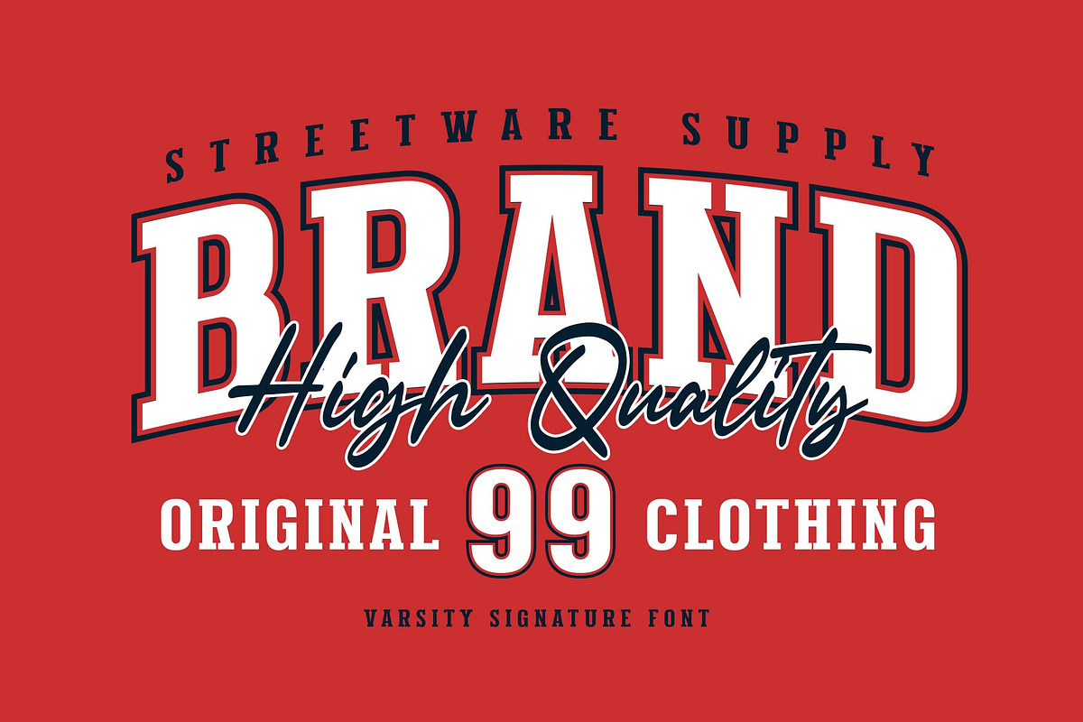Varsity Signature a font Combination, a Slab Serif Font by Blankids Studio