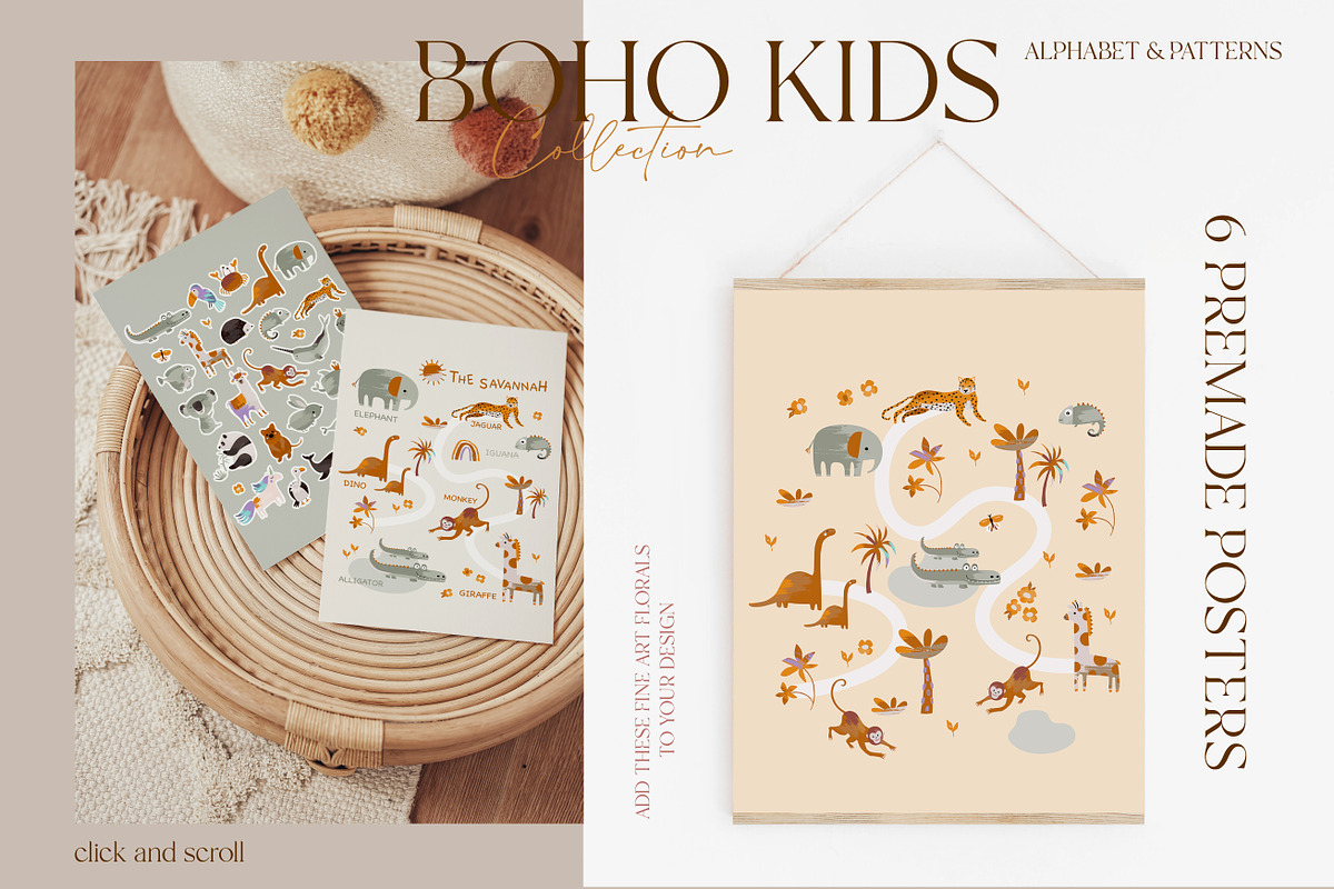 Boho Animal Alphabet kids collection, an Animal Illustration by lokko ...