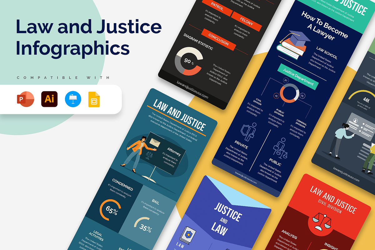 Law & Justice Infographic Templates, a Presentation Template by Slidesmash