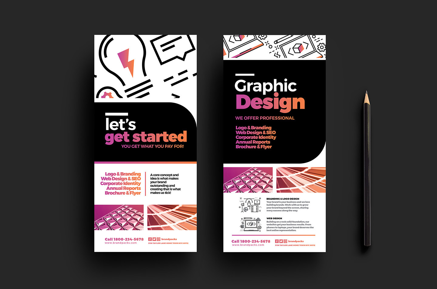 Graphic Designer DL Card Template, a Card Template by BrandPacks