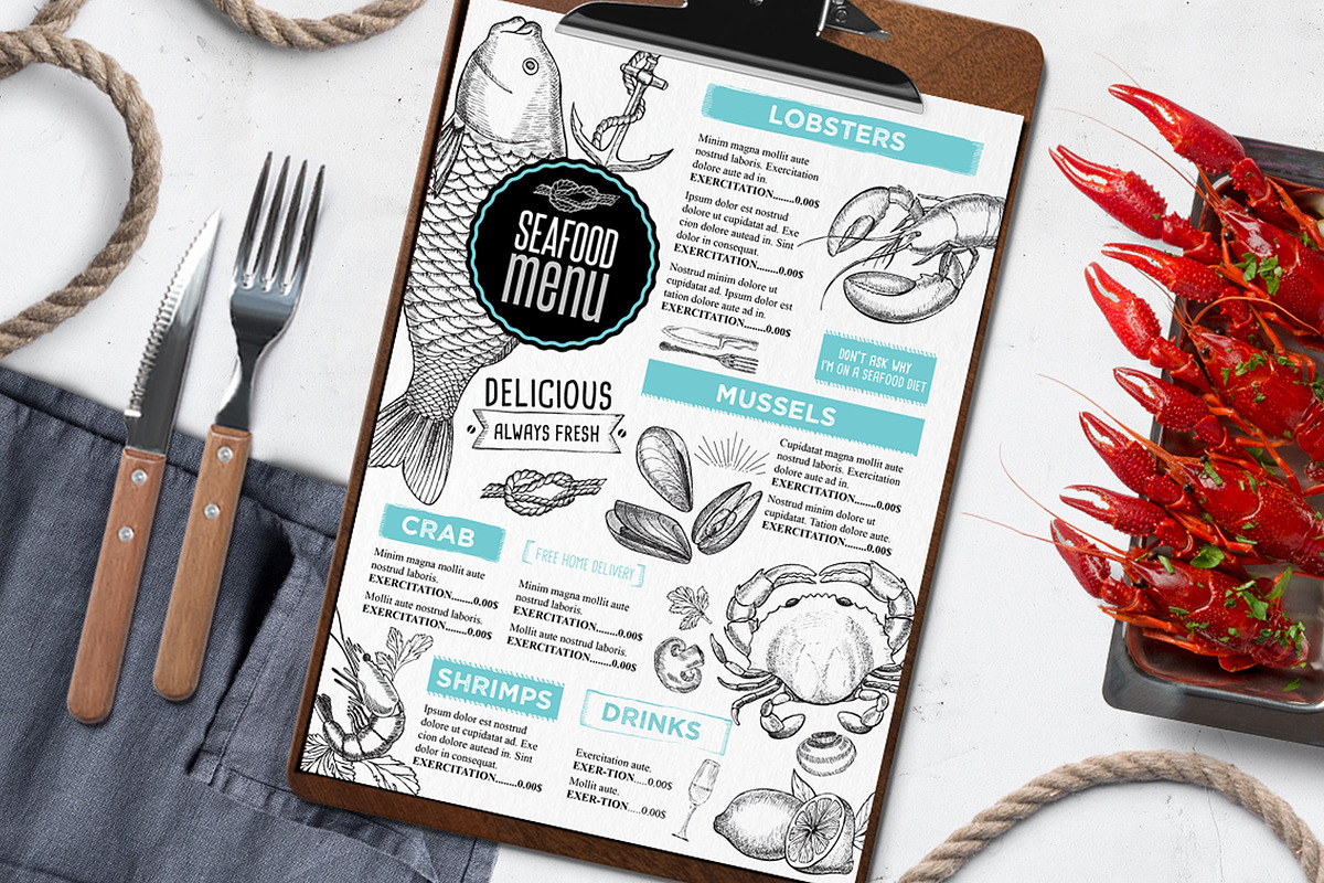 Restaurant Seafood Menu Brochure