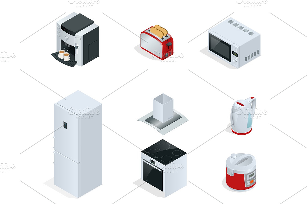 Isometric Home appliances, a Food Illustration by Golden Sikorka