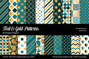 Teal And Gold Digital Papers | Graphic Patterns ~ Creative Market
