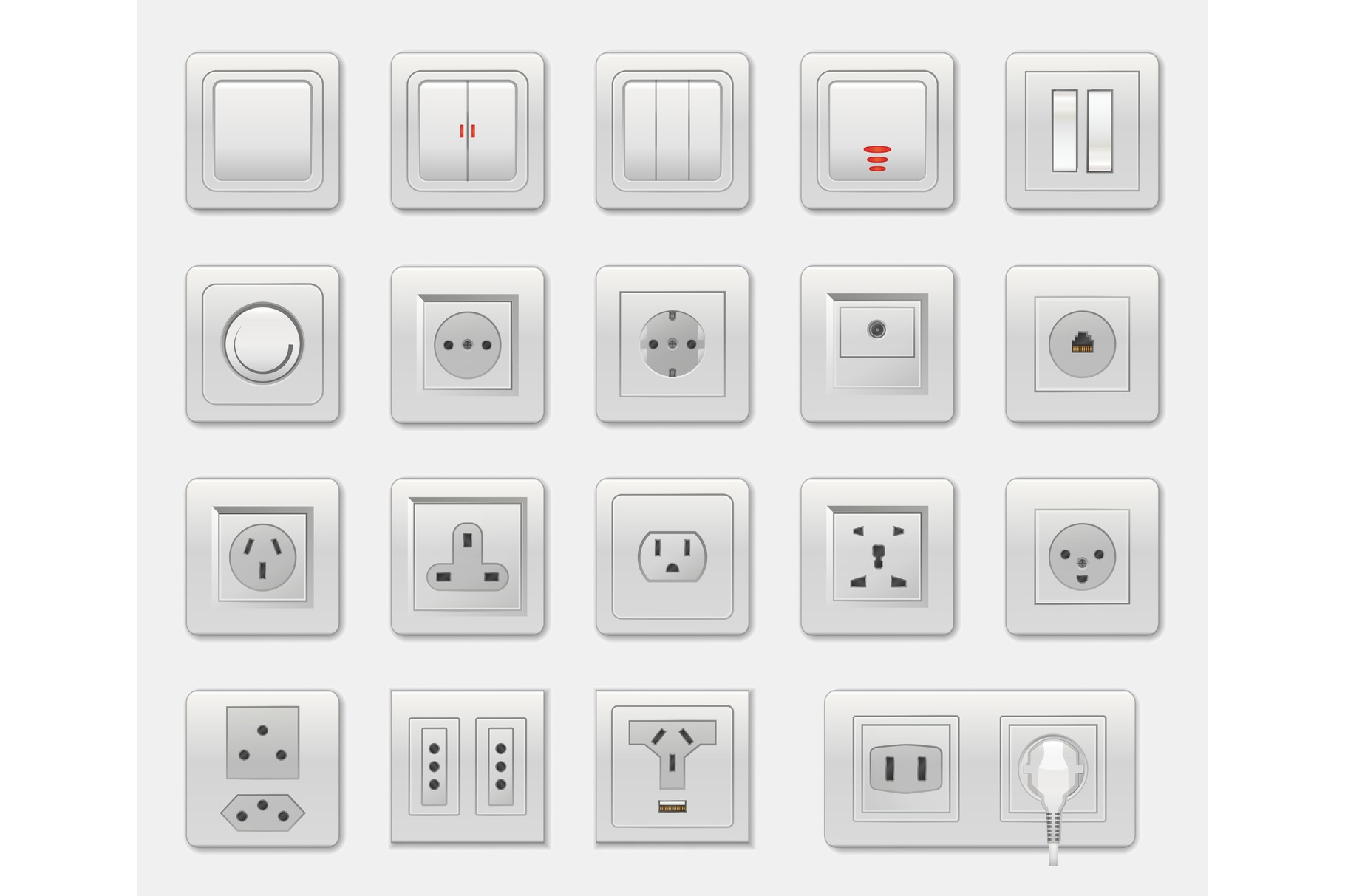 Set of Different Switches Vector Illustration, an Object Graphic by robuart