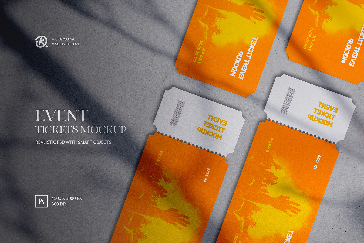Event Ticket Mockup, an Advertising Mockup by Milka