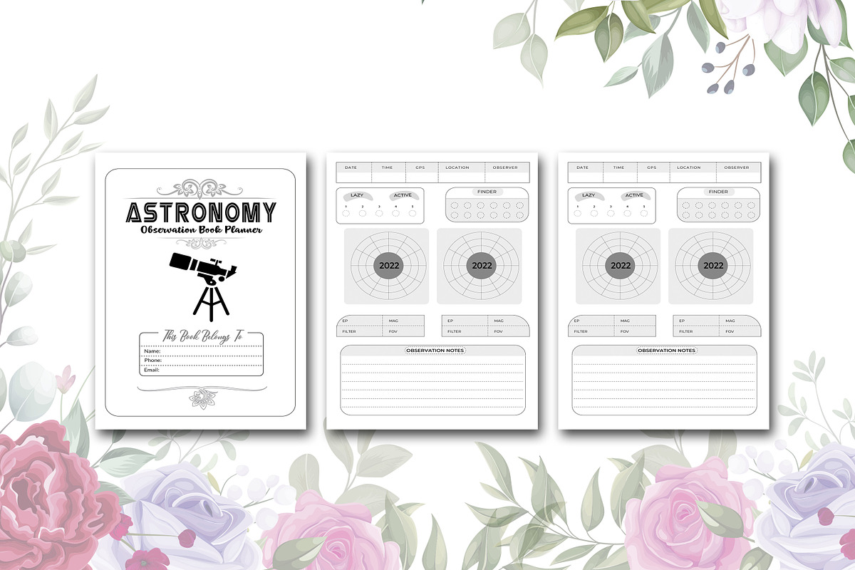 Astronomy Observation Log Book, a Stationery Template by design_hut