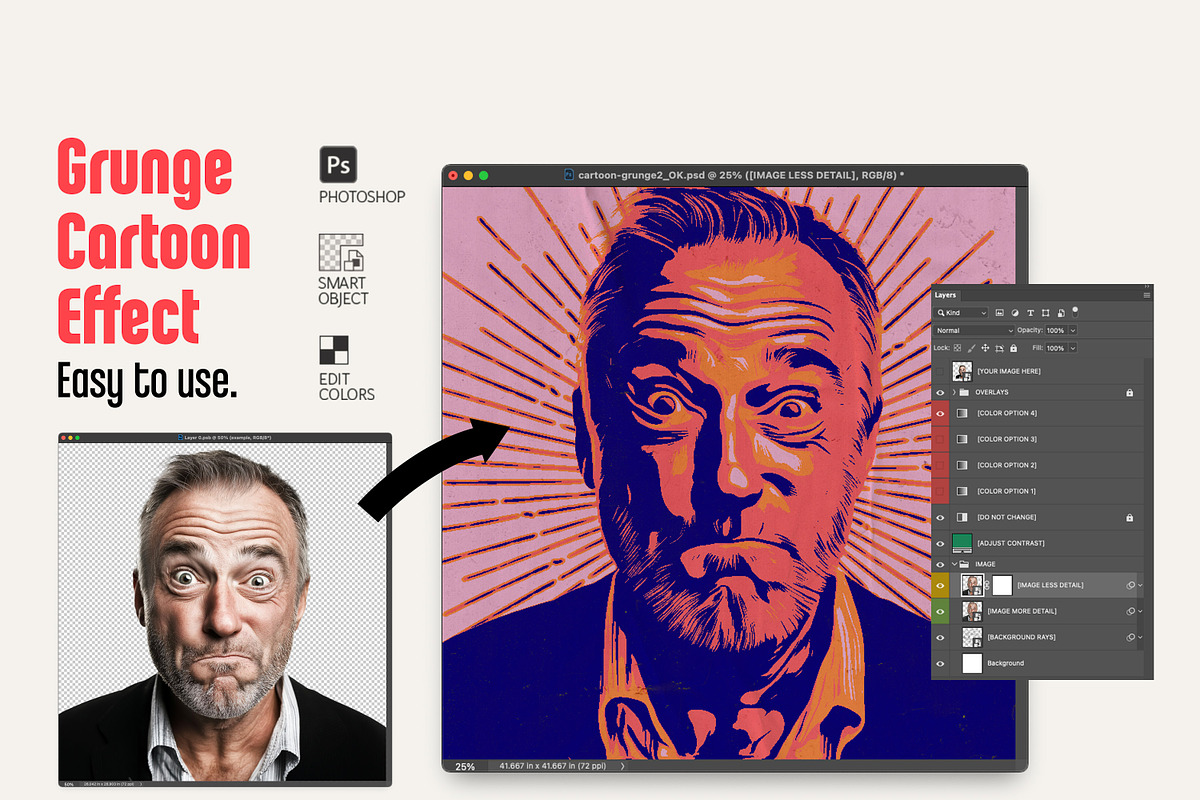Grunge Cartoon Effect PSD Template – Create Stunning Portraits with ...