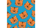 cute and little tiger heads pattern, an Animal Illustration by studiogstock