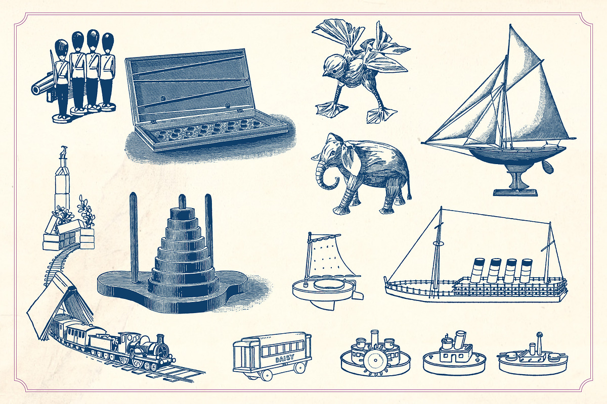 141 vintage toys vector pack, an Object Graphic by Mr Vintage