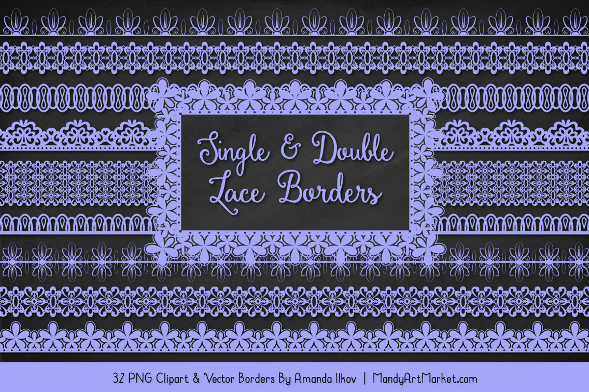 Periwinkle Lace Clipart Borders, an Illustration by Amanda Ilkov ...