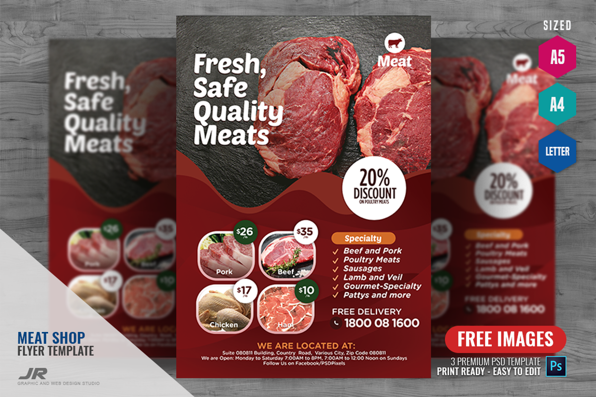Butcher Shop Flyer, a Flyer Template by PSDPixel