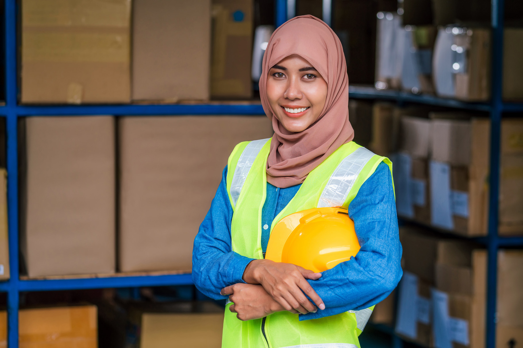 Portrait of Muslim worker woman wear, an Industrial Photo by Tzido Gallery