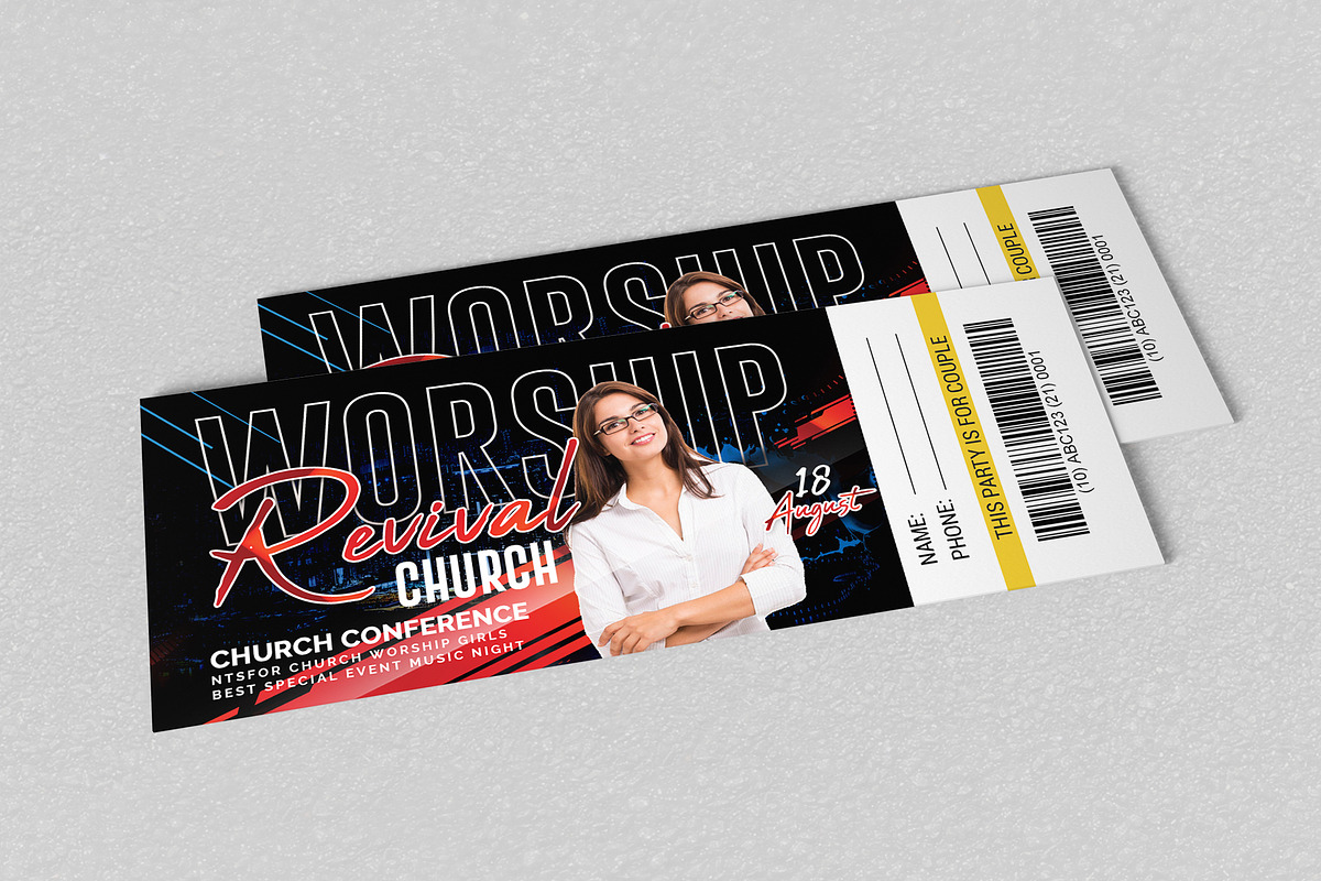 Church Conference Tickets, a Card Template by Psd Templates