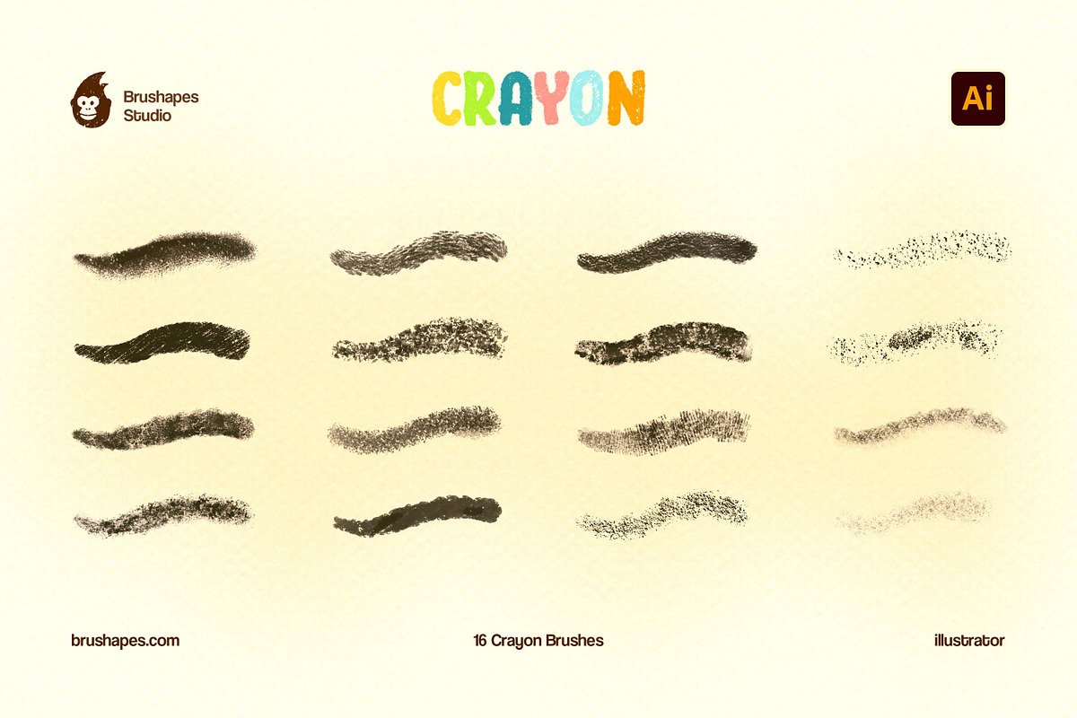Joyful Crayon Illustrator Brushes, a Brush Add-On by brushapes.com
