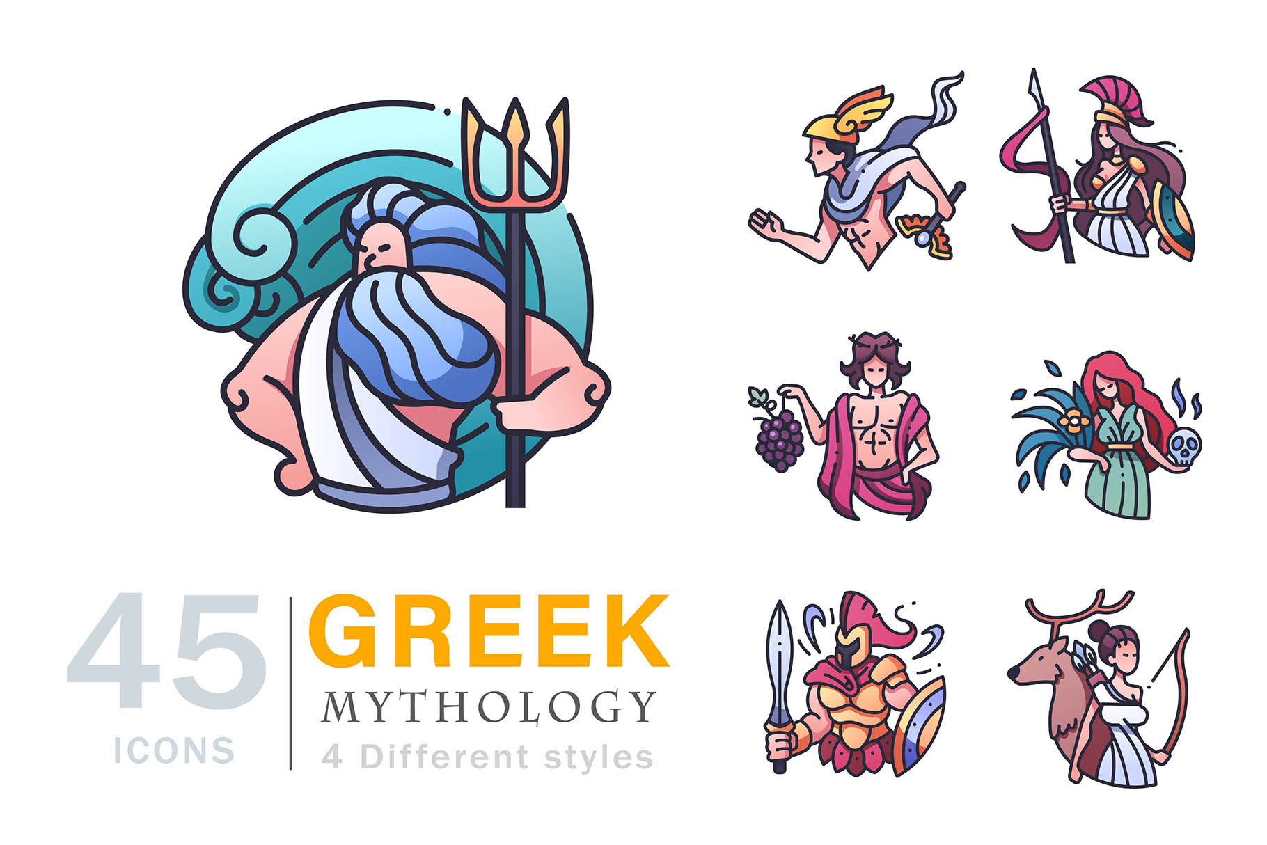 45 Greek Mythology icon set, an Icon by Maxicons