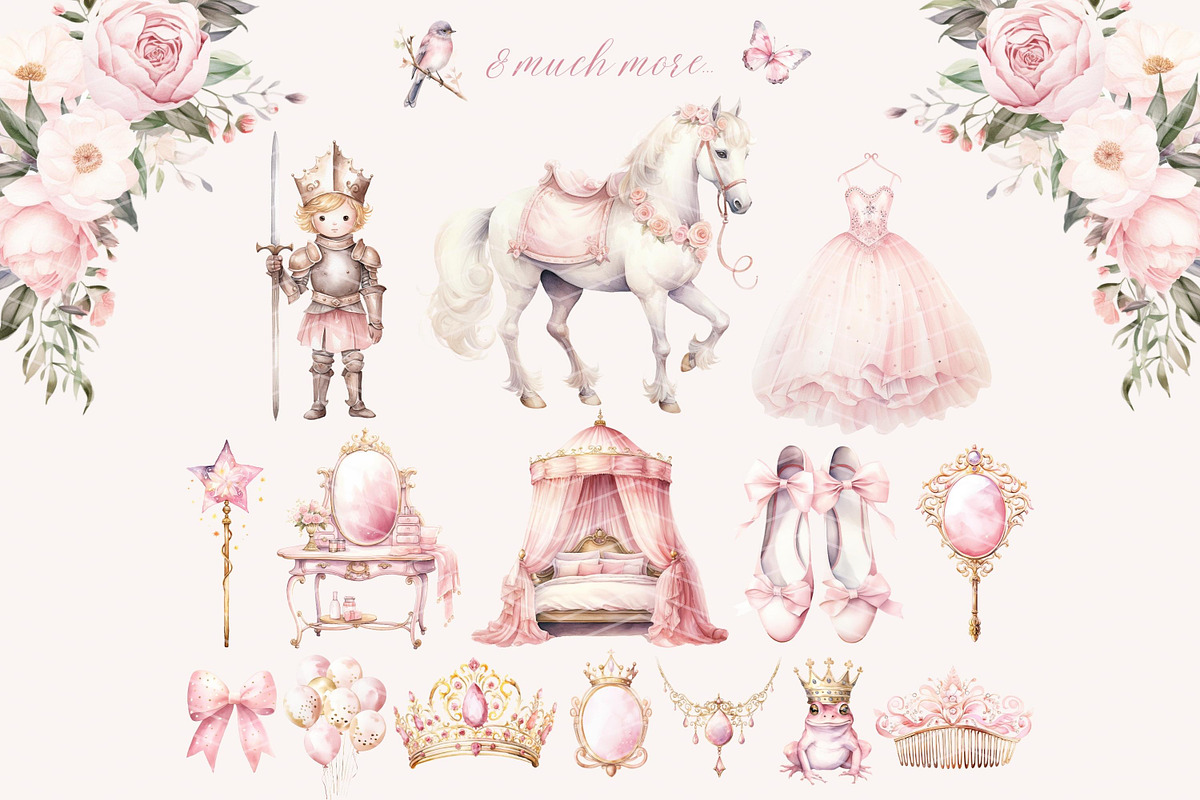Watercolor Princess Clipart Set, a Person Illustration by ClipArtCharm ...