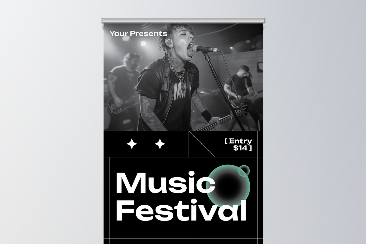 Music Fest Roll Up Banner, a Print Template by Annora Studio