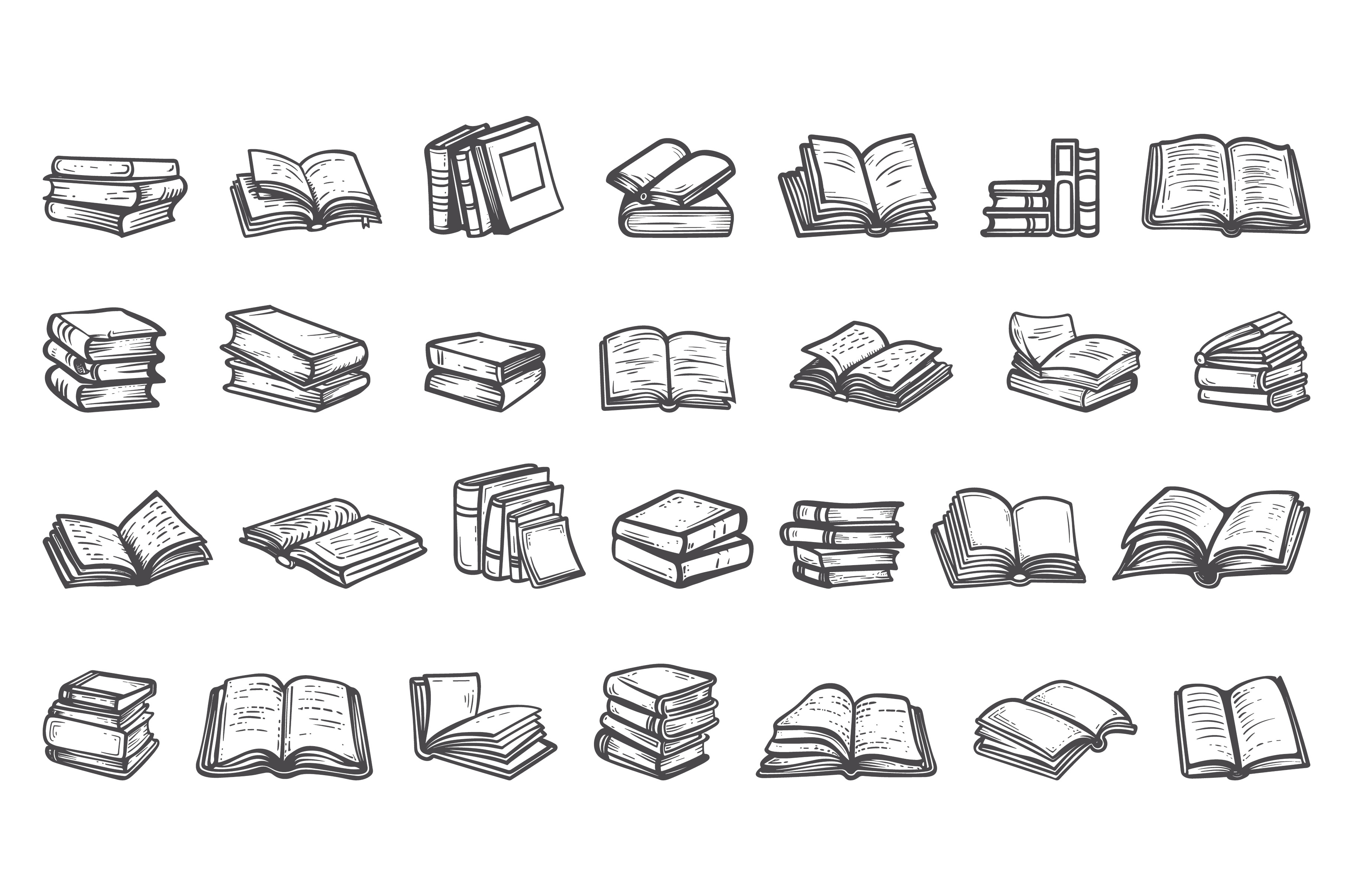 Set of books in outline style, an Education Illustration by LadadikArt