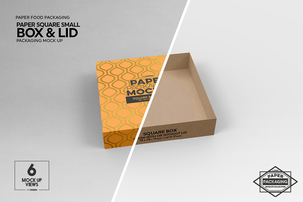 Small Square Paper Box&Lid Mockup, a Cups & Container Mockup by INCDesign