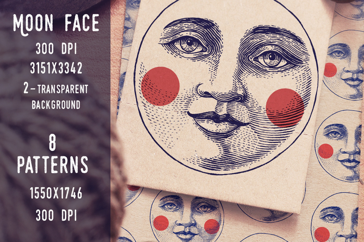 Moon Face Patterns vector, a Pattern Graphic by ZiziMarket