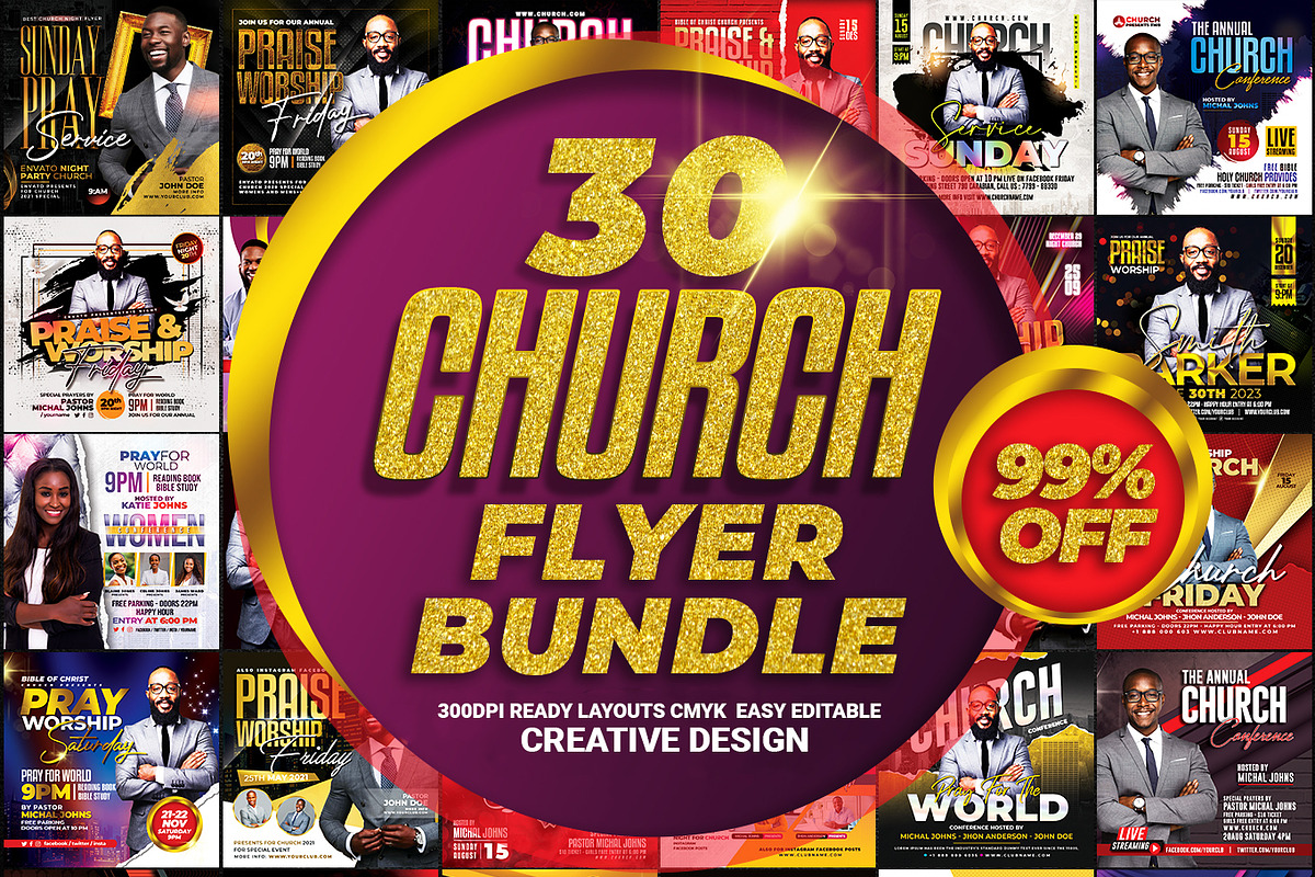 Church Flyers Bundle, a Flyer Template by AfzaalGraphics
