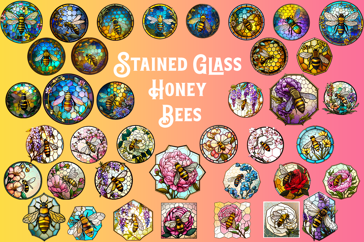 38 Stained Glass Honey Bee Windows, a Background Graphic by Journey2Joy ...