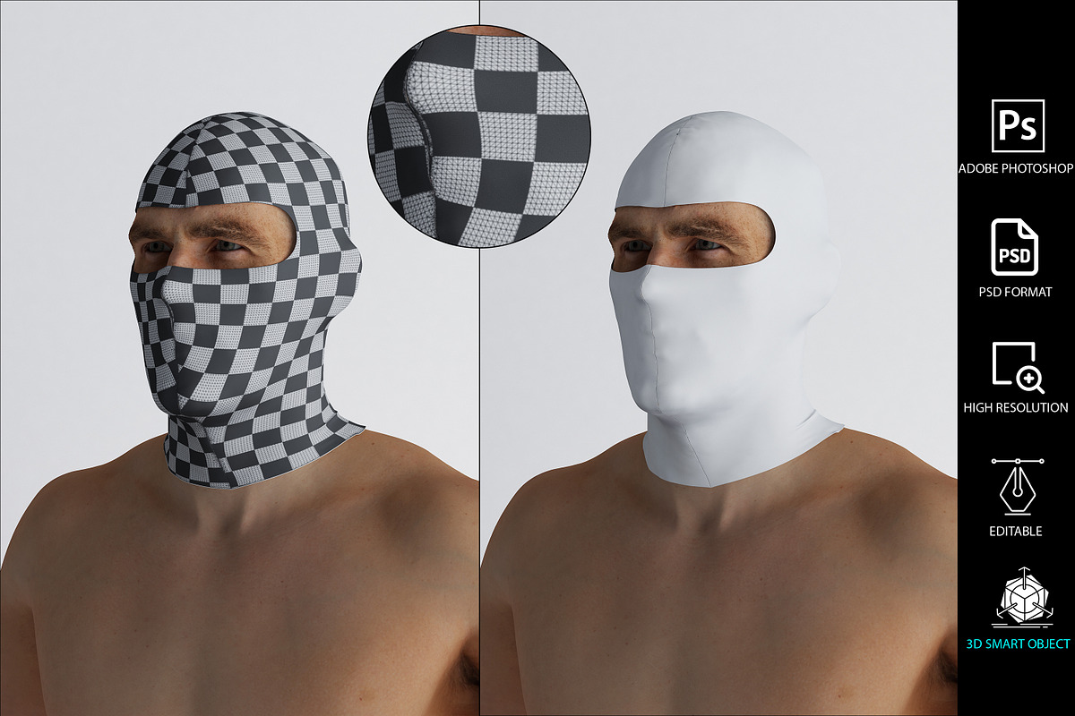 Balaclava Mask Mockup, a Hat Mockup by GraphicVil