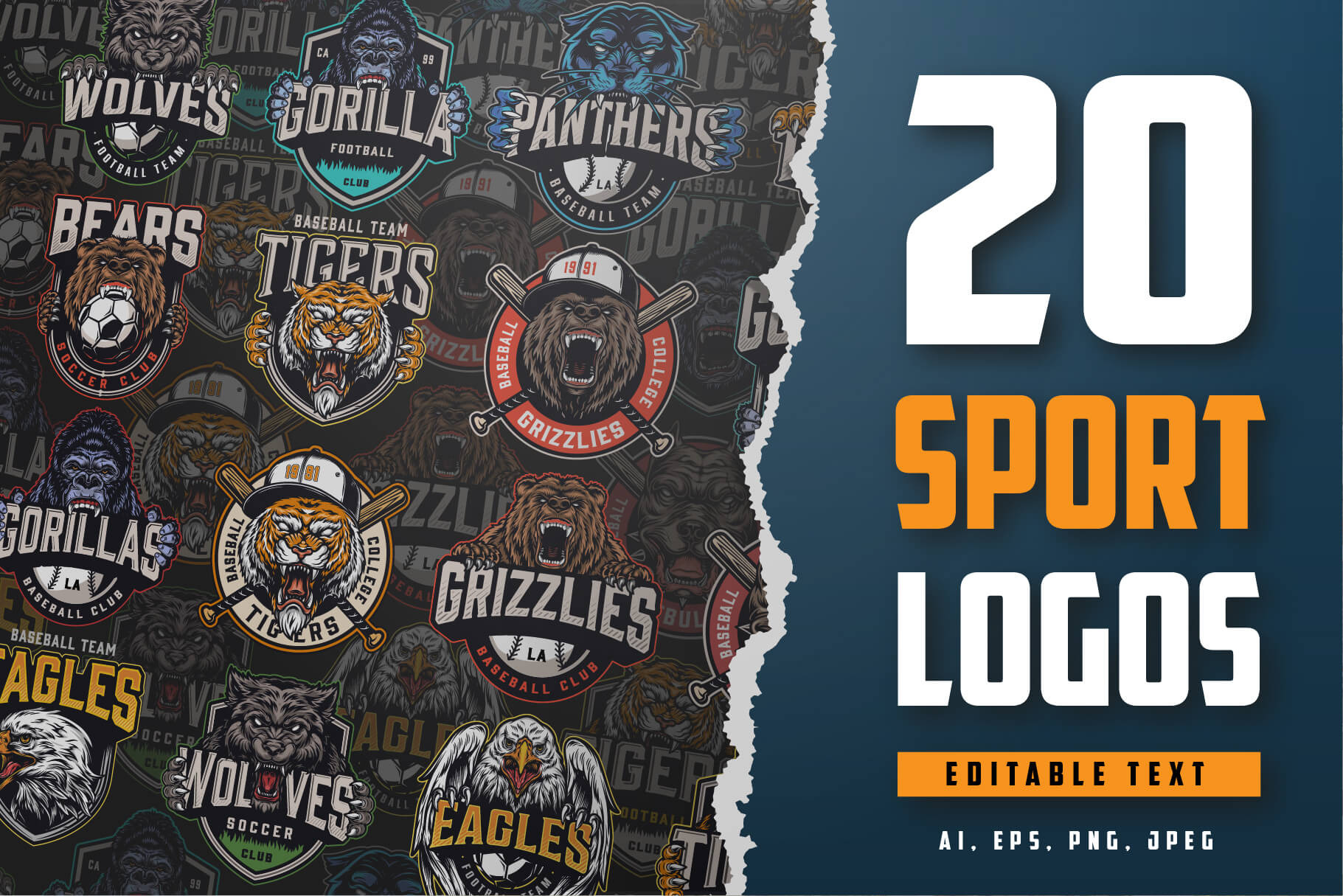 20 Sport logos, a Branding & Logo Template by DGIM studio