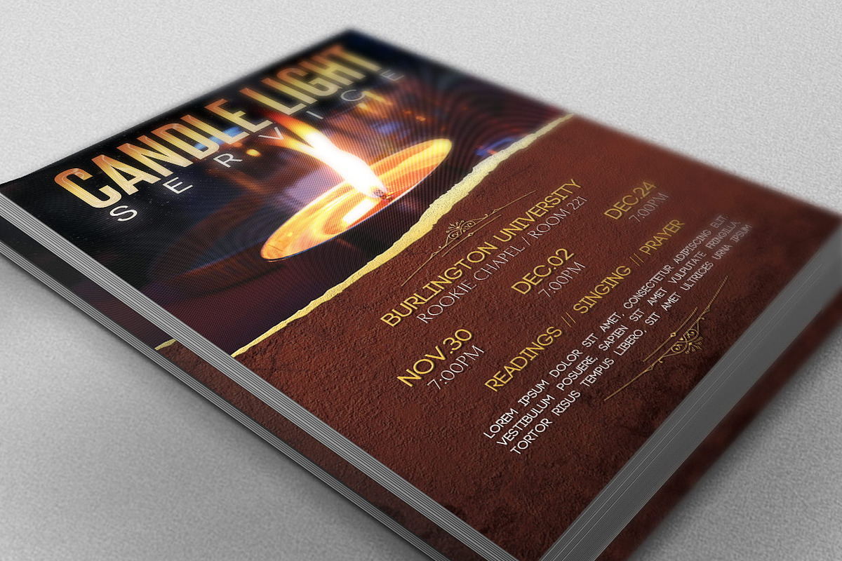 Candle Light Service Flyer Template, a Flyer Template by Godserv Designs