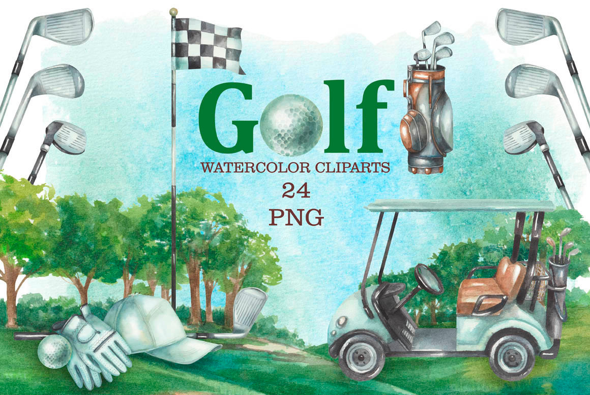 Golf watercolor clipart, a Sport Illustration by FITALARTSNEDIGI