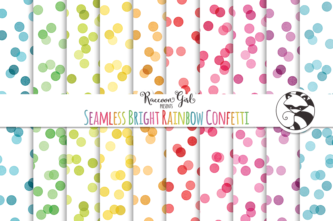 Seamless Bright Rainbow Confetti, a Pattern Graphic by RaccoonGirl ...
