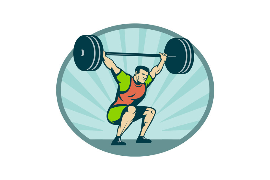 Weightlifter lifting heavy weights | Illustrations ~ Creative Market