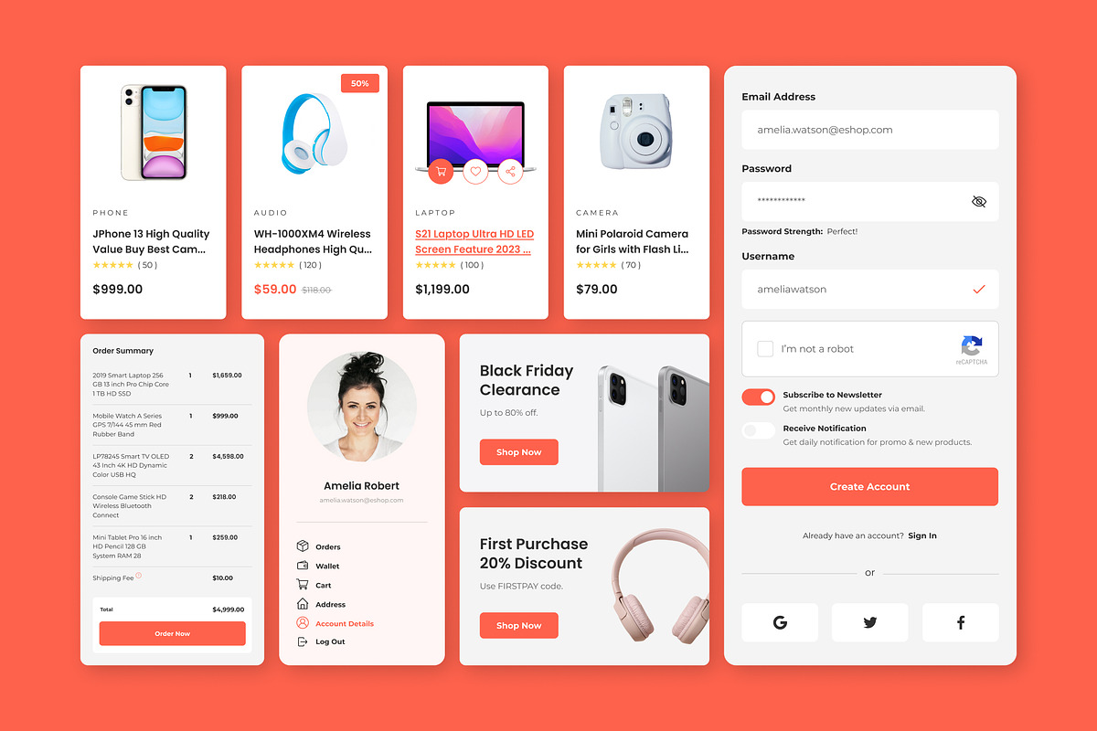 E-Commerce Website Design UI, an UI Kit Template by peterdraw