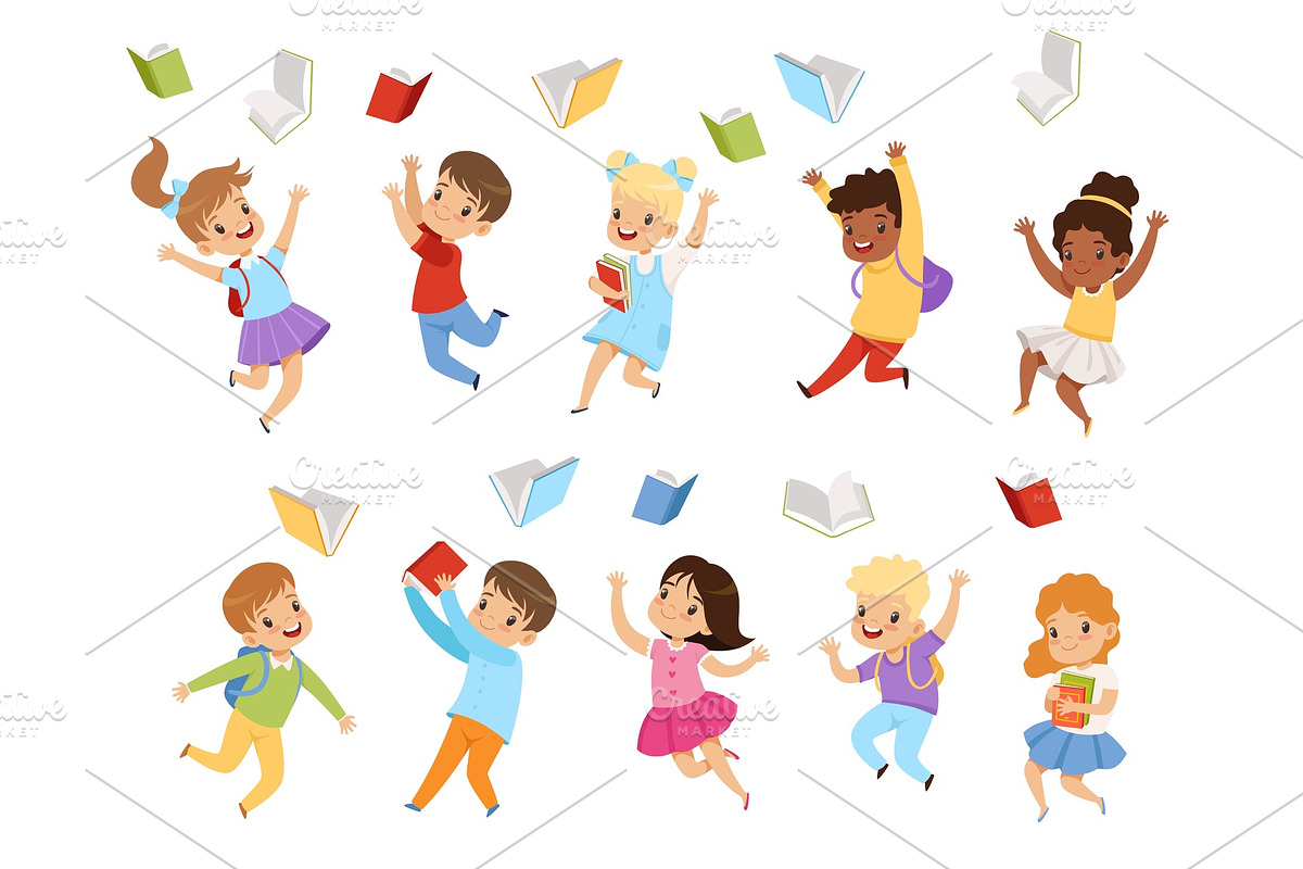 Flat vector set of cute kids, an Education Illustration by TopVectors