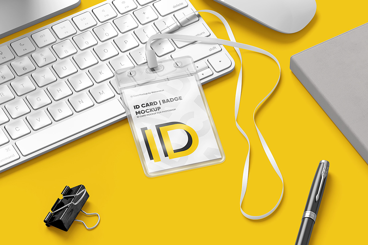 Vertical Name Tag Badge Mockup, a Merchandise Mockup by WebAndCat