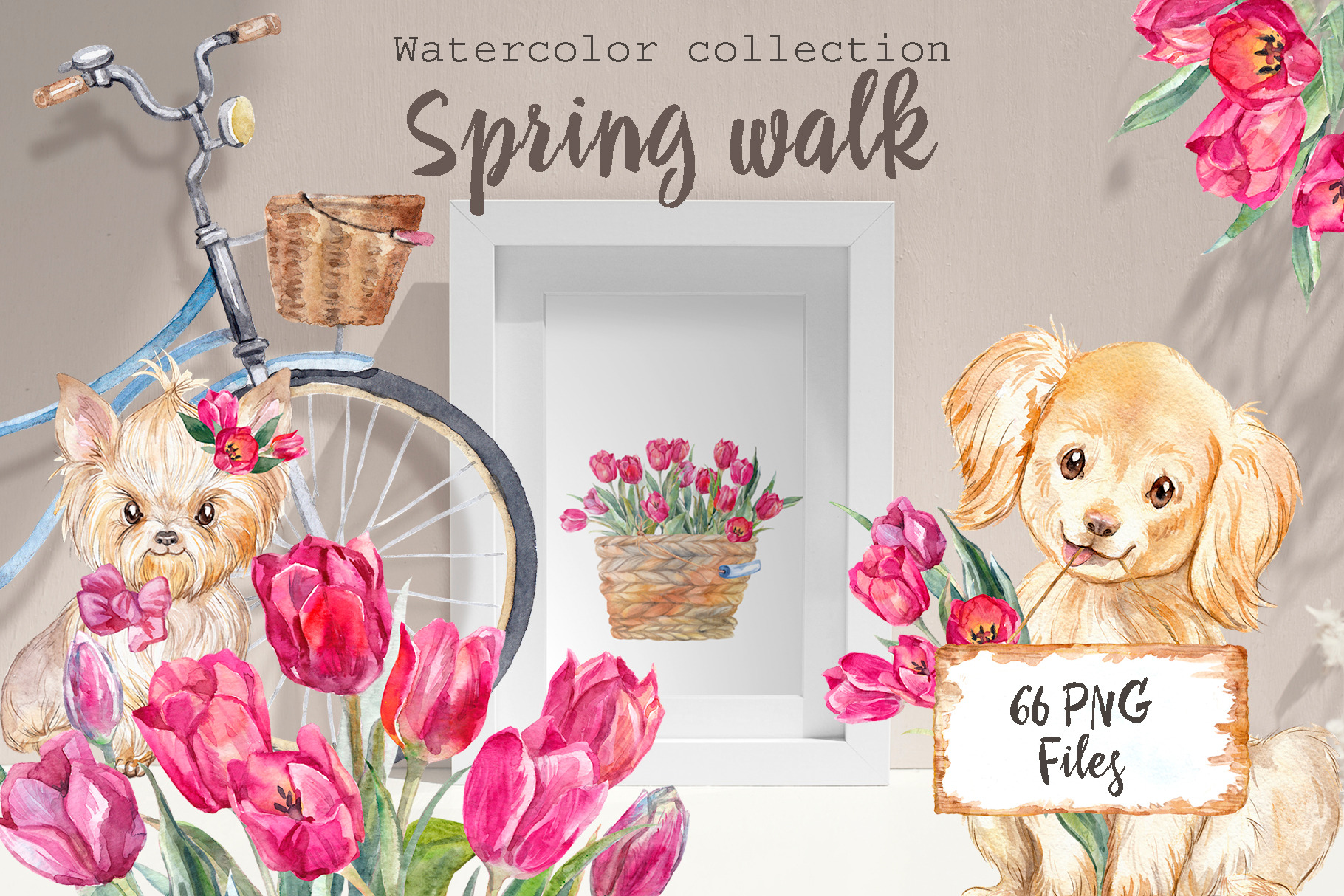 Spring walk - watercolor clipart set, a Decorative Illustration by XLizaArt