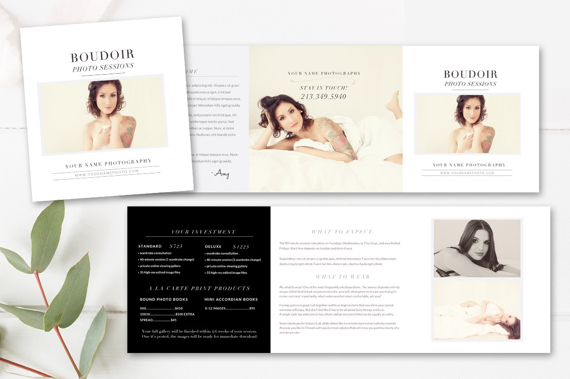 Boudoir 5x5 Accordian Trifold, a Brochure Template by By Stephanie Design