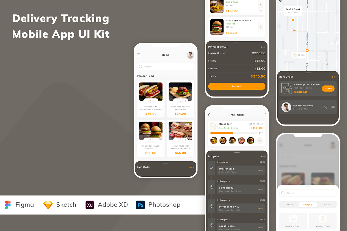 Delivery Tracking Mobile App UI Kit, an UI Kit Template by Betush