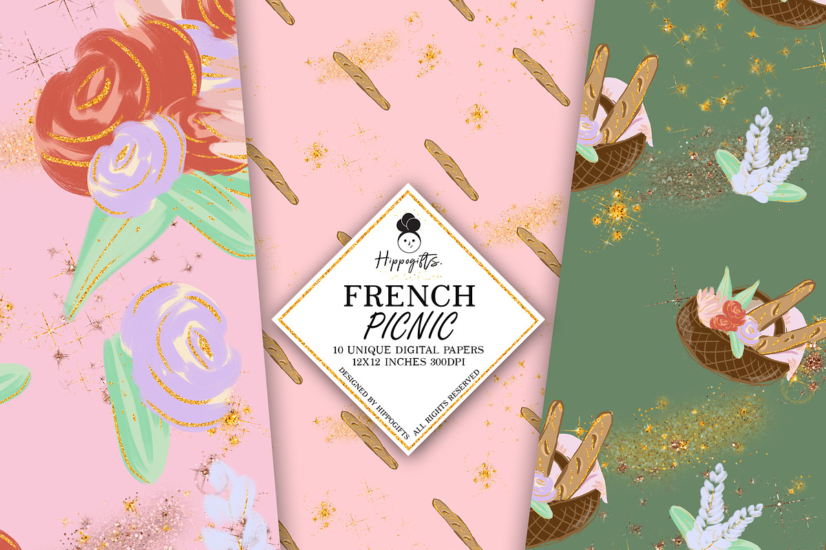 Picnic digital papers,Picnic pattern, a Pattern Graphic by ...