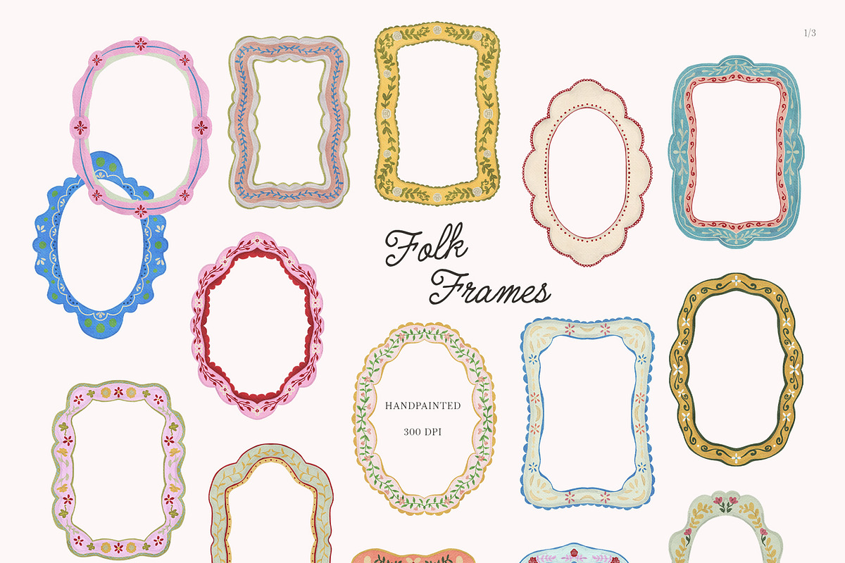 Whimsical Folk Frames & Backgrounds