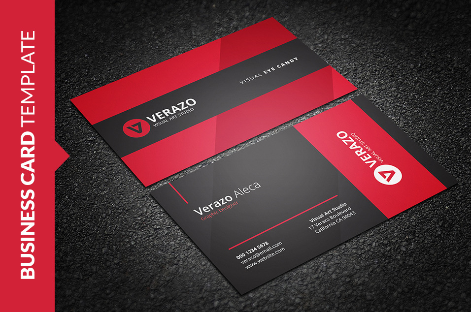 Bold Red Corporate Business Card, a Business Card Template by Verazo