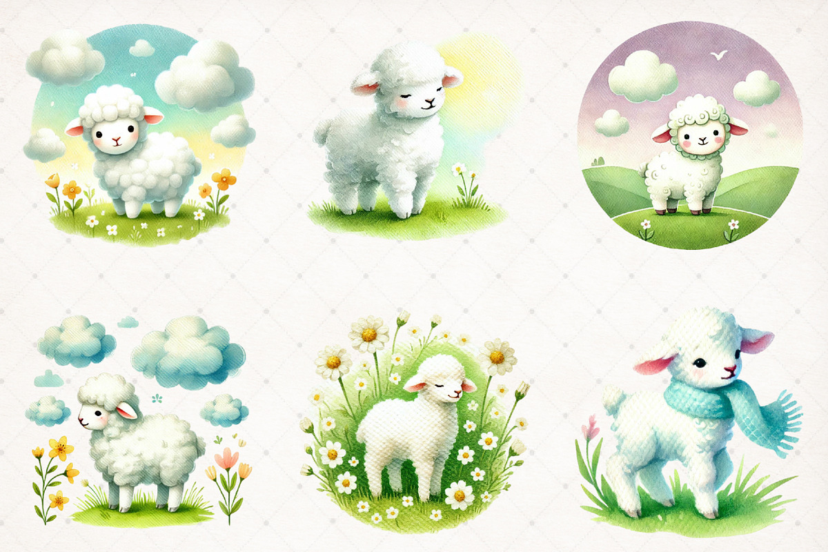 Cute Spring Lamb Clipart Sheep PNG, an Illustration by SinaCreation