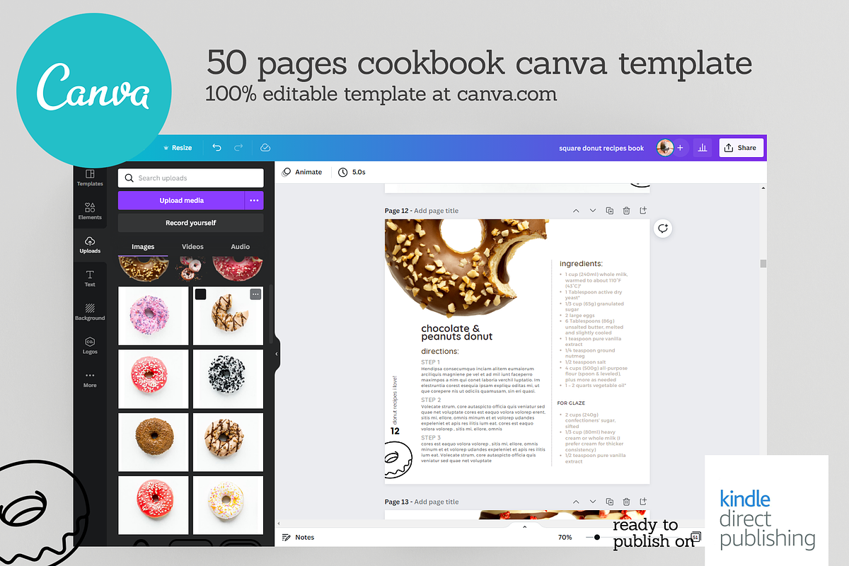 Square Donuts Recipes Canva Template, a Templates & Theme by ...