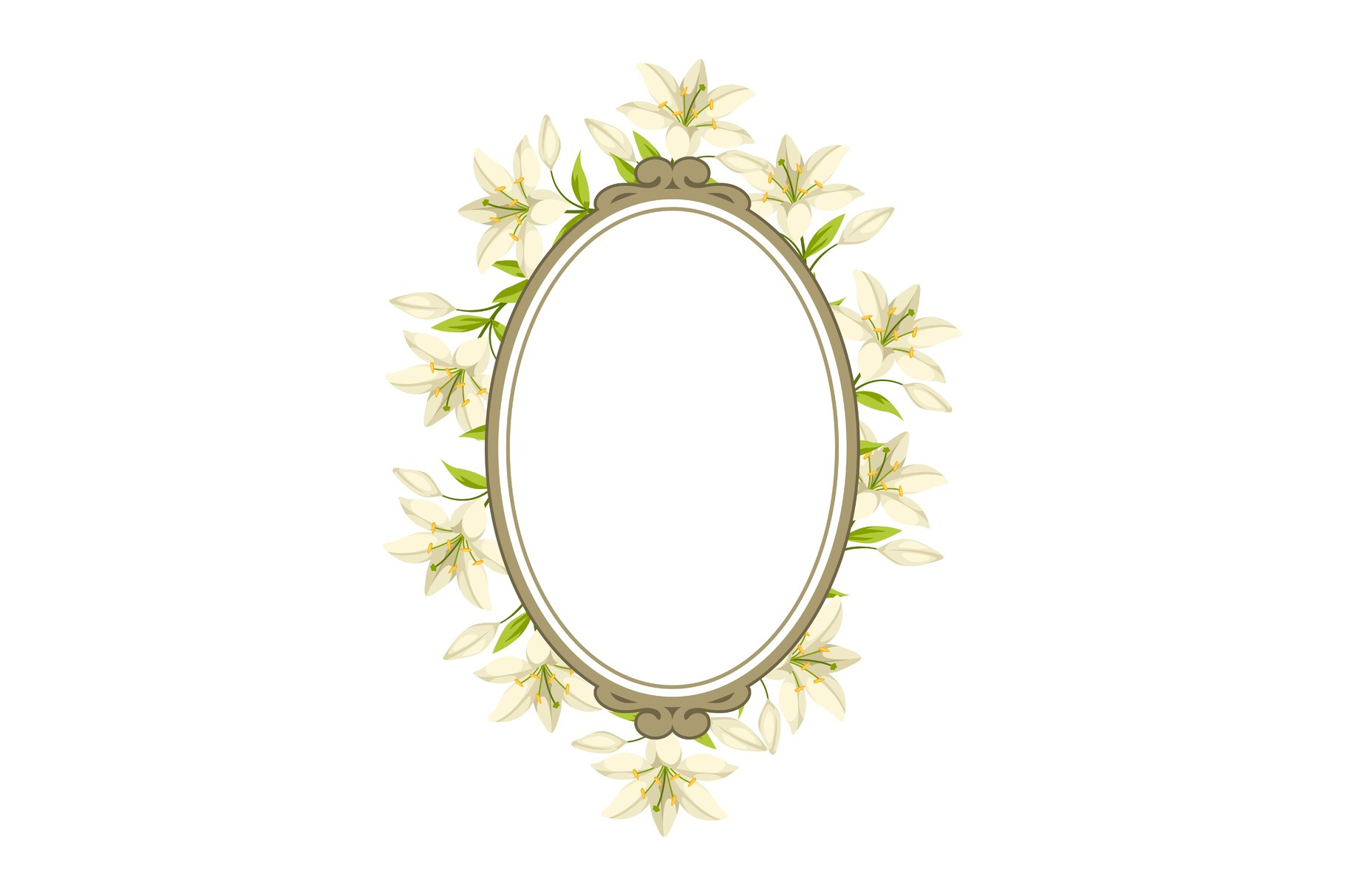 Vintage decorative frame with beautiful lilies. Retro design ...