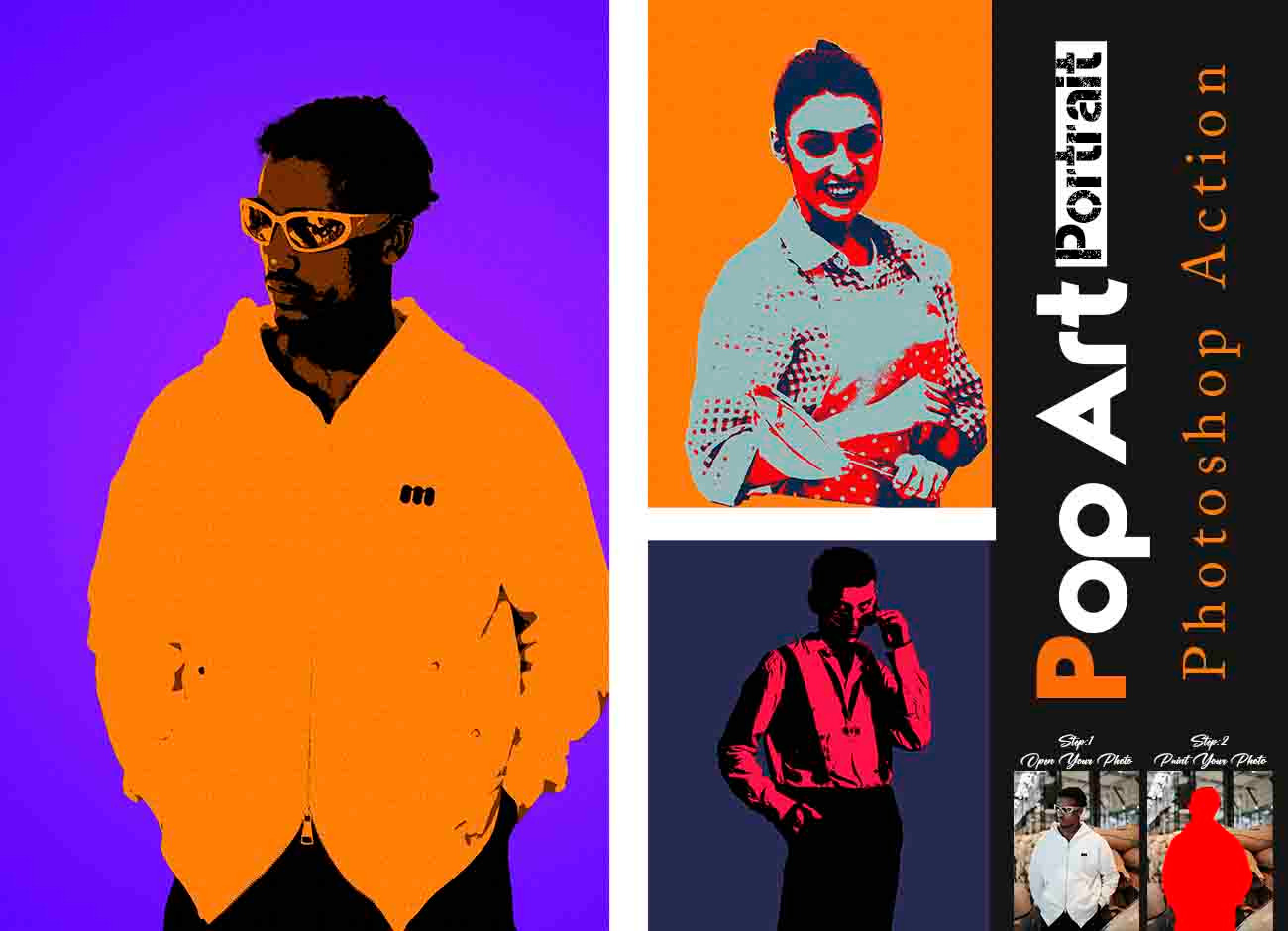 Pop Art Portrait Photoshop Action, an Action Add-On by Studio Retouch ...