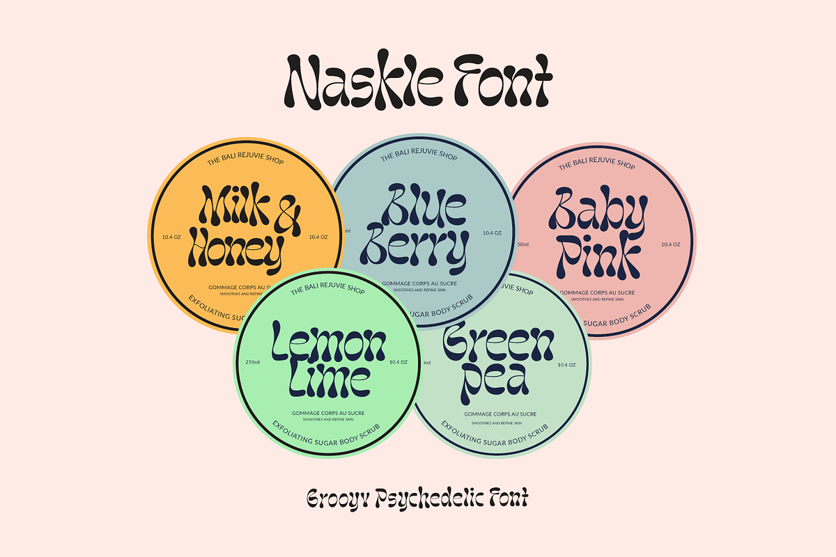 Naskle - Fun groovy psychedelic font